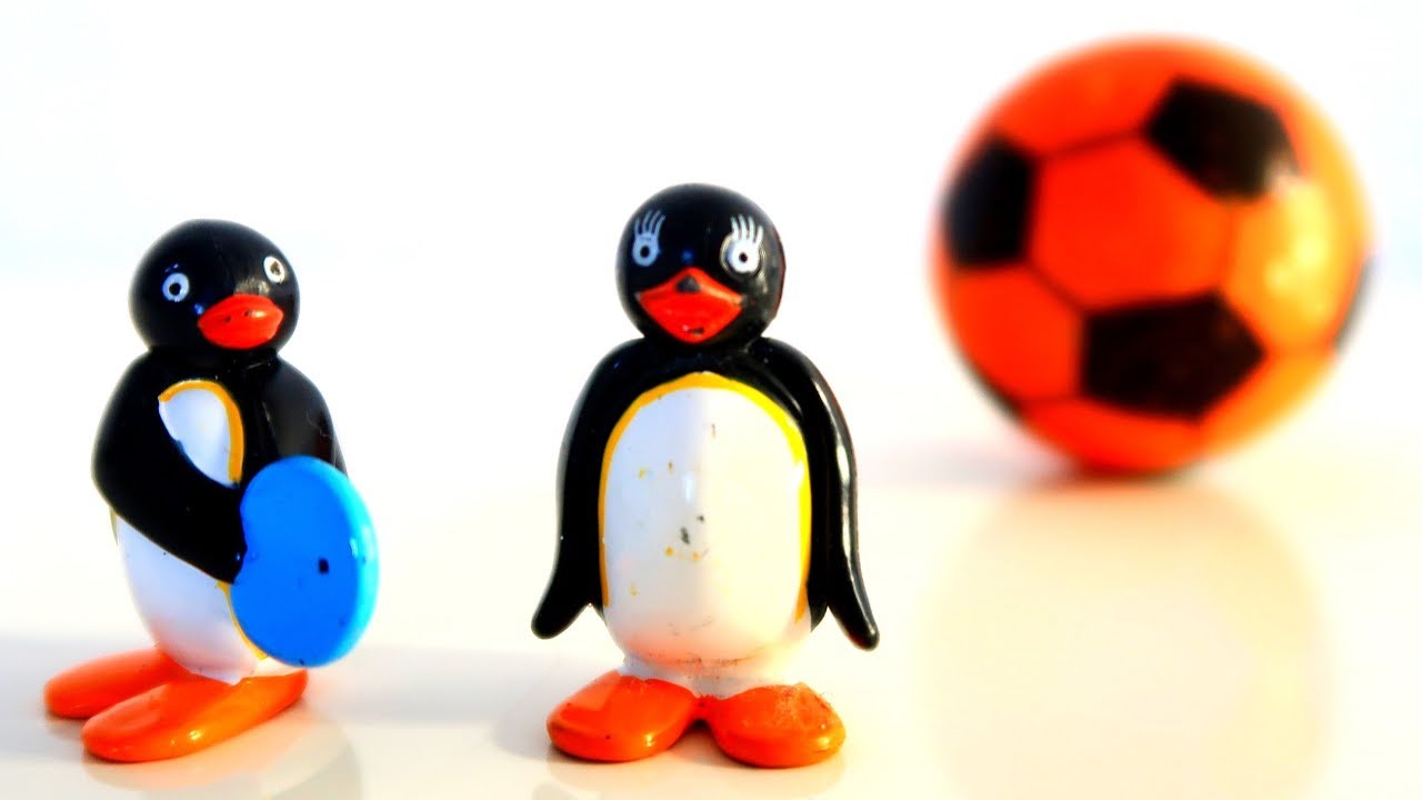 pingu and playmobil team play soccer - YouTube