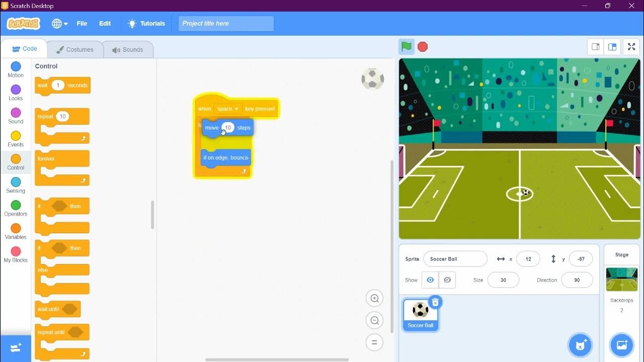 Tutorial Scratch Membuat Animasi Bola Bergerak Memantul - YouTube
