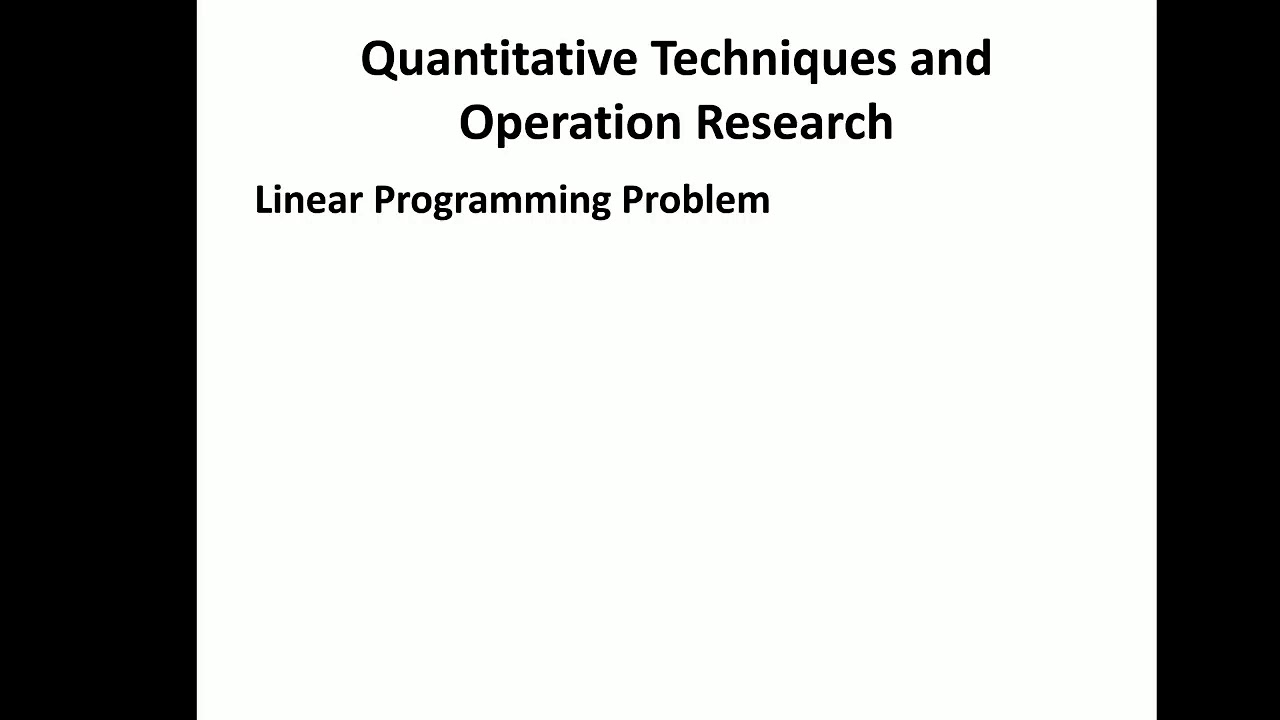Qtor Linear Programming Formulation Youtube