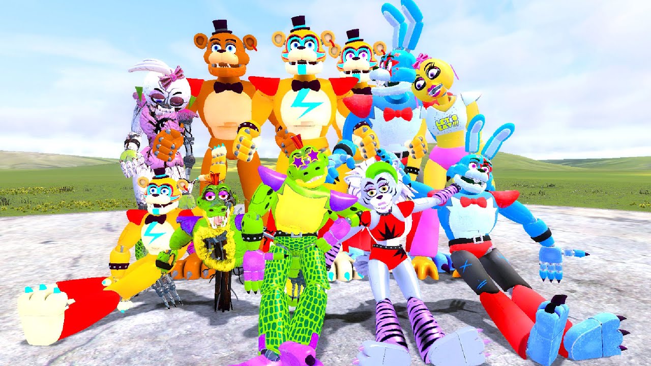 JUMPCARE and OMEGA PUNCH ALL FNAF Security Breach ANIMATRONICS in Garry ...