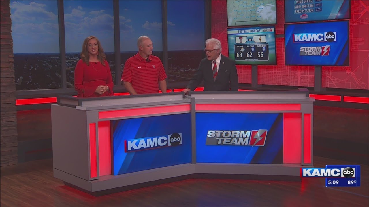Coach McGuire visits KAMC as Texas Tech football gets underway - YouTube