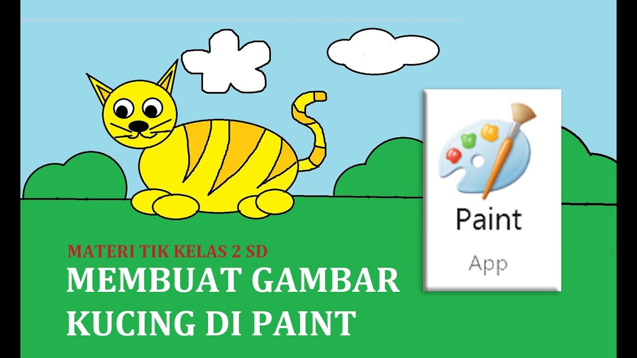 TIK/ICT KELAS 2 SD - MEMBUAT GAMBAR KUCING DI PAINT - YouTube