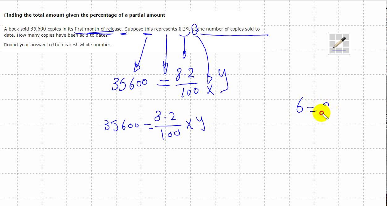 Finding the total amount given the percentage of partial amount - YouTube