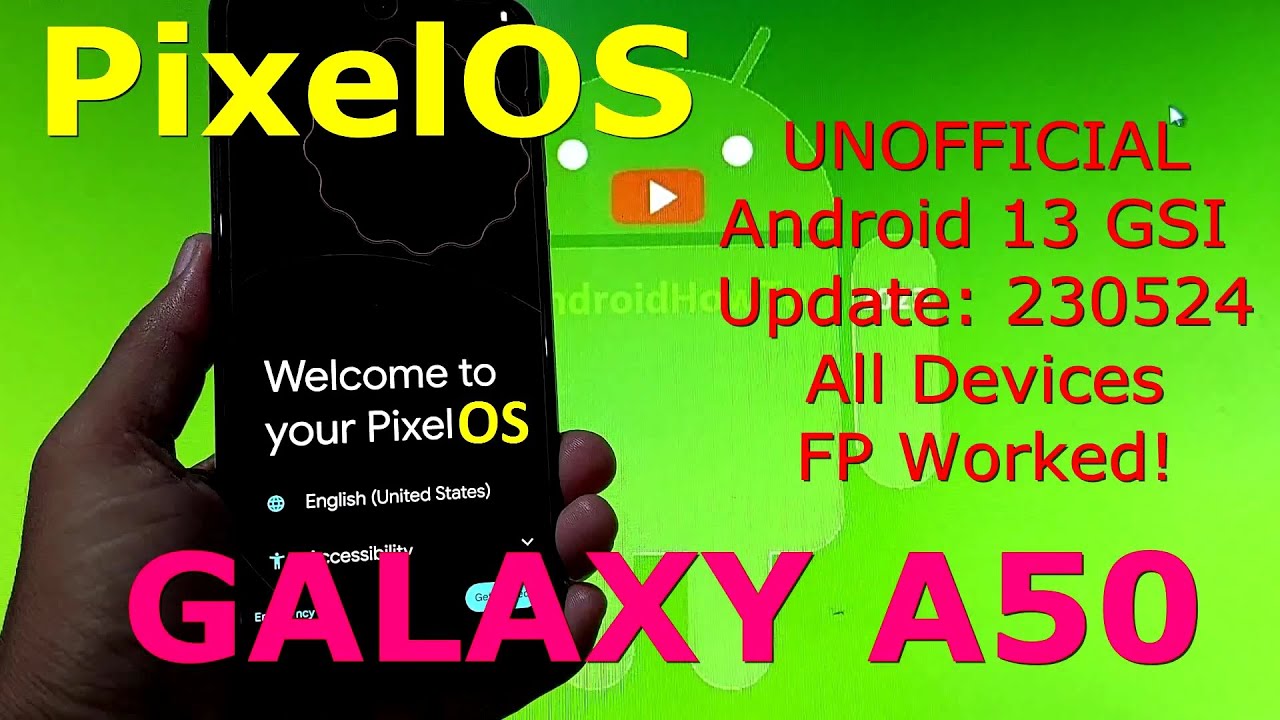 PixelOS UNOFFICIAL for Galaxy A50 Android 13 GSI Update: 230524 - YouTube