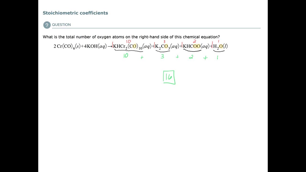 ALEKS - Stoichiometric coefficients (Example 1) - YouTube