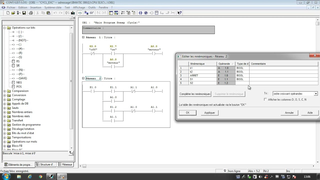tutoriel step7 démarrage moteur 2 sens programmation part 6/60 simatic ...