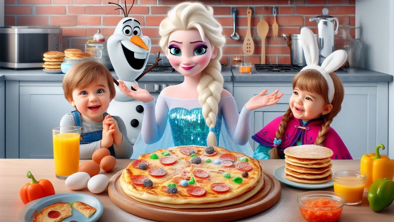 Baby’s Pancake and Pizza Party with Mommy, Daddy, and Elsa | Fun ...