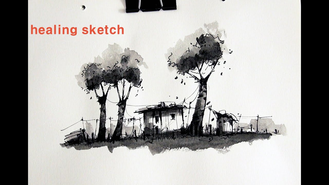 어반스케치_서늘한 가을 향기 즐기며 담아 보았습니다..Healing sketch - YouTube