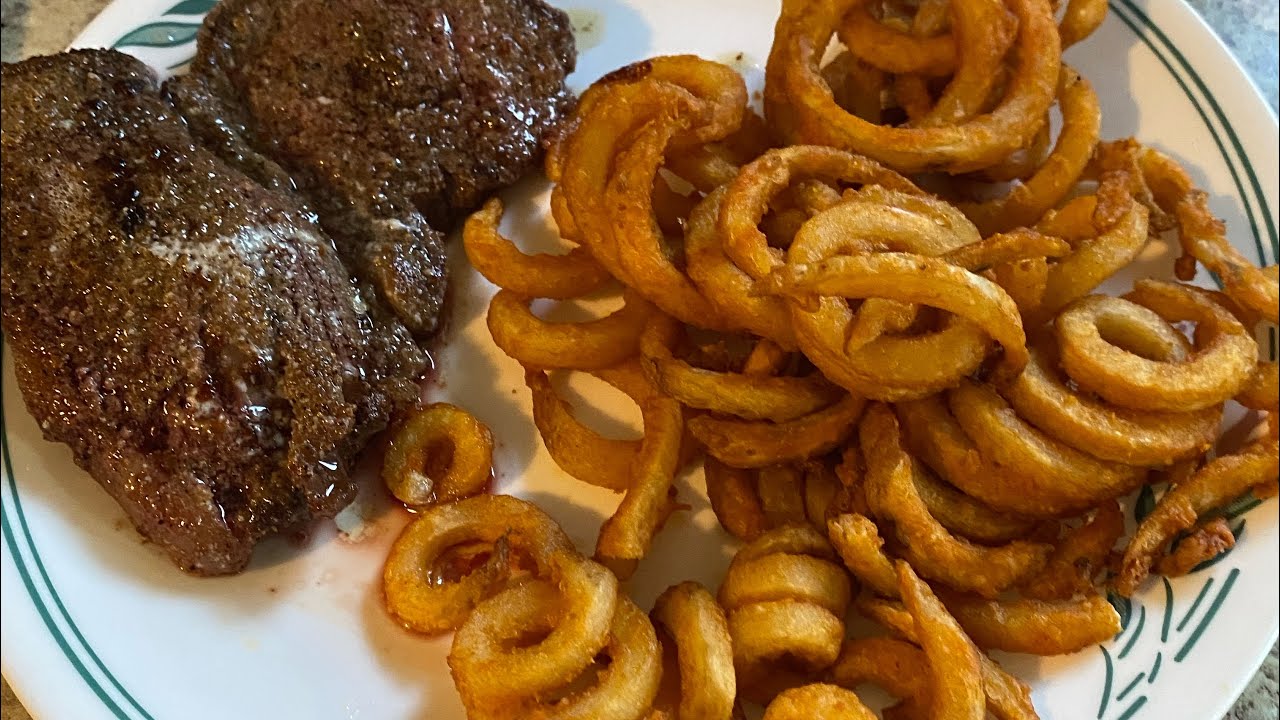 Steak & Curly Fries MukBang - YouTube