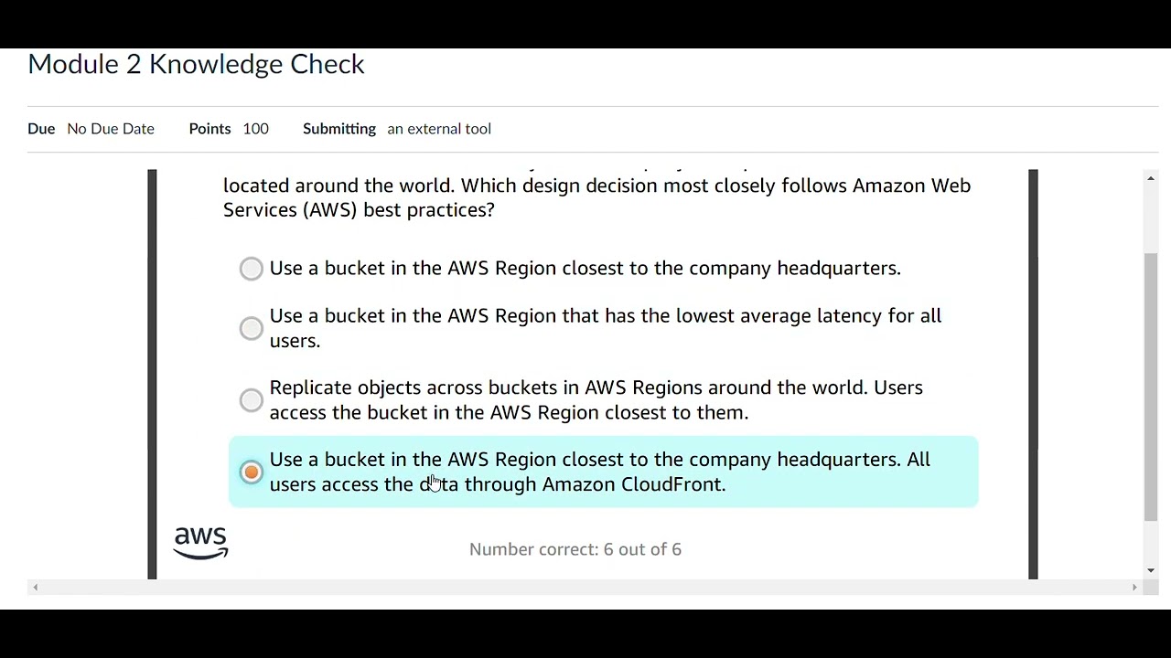 AWS academy cloud architecting module 2 knowledge check - YouTube