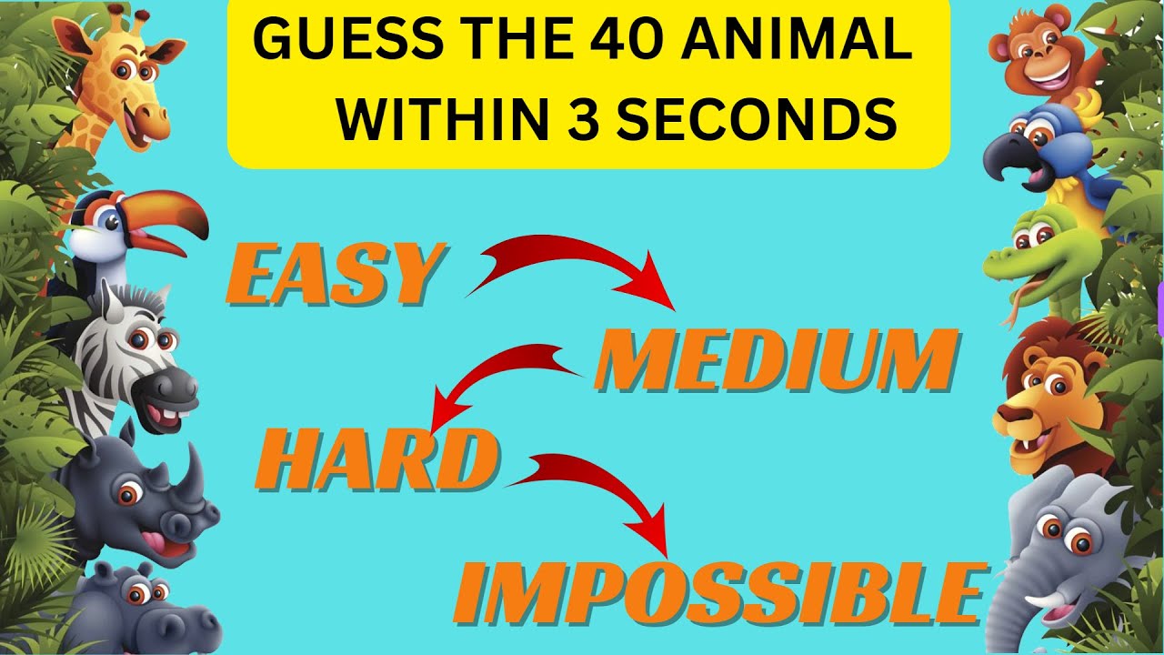 Guess 40 Animals in 3 Seconds | Easy, Medium, Hard, Impossible #animals ...