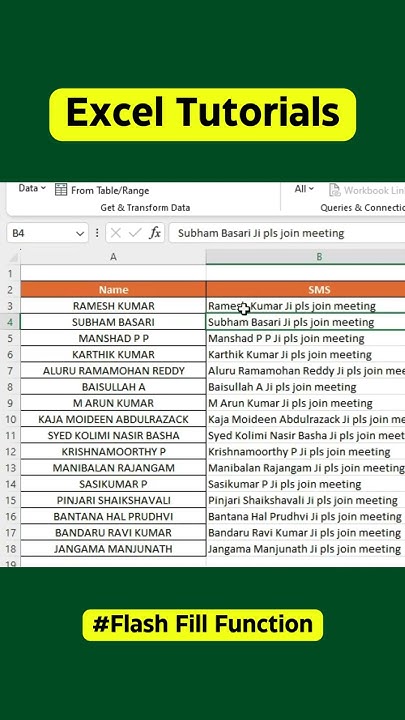 Master the Flash Fill Function in Excel – Save Time & Boost Productivity! 🚀 #exceltutorial # ...