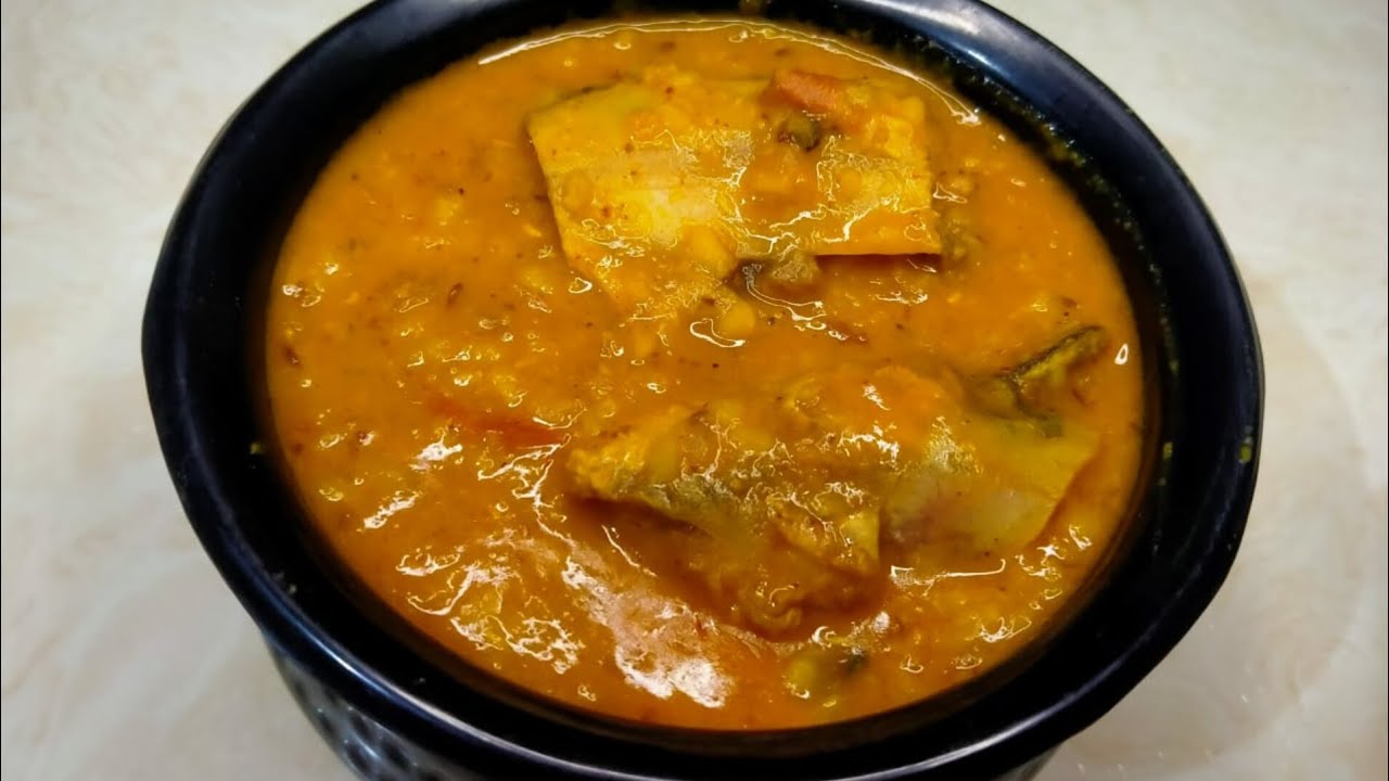 Dal Recipe with Fish head/Macher matha diye moong dal - YouTube