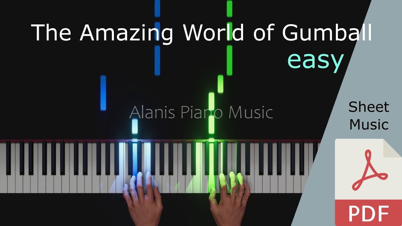 The Amazing World of Gumball - Intro Theme Song (Opening) EASY - Piano ...