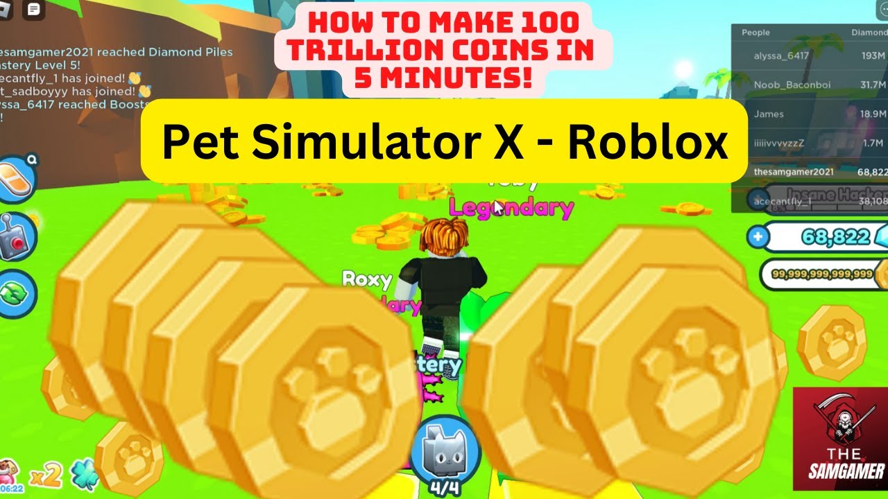 How To Make 100 Trillion Coins in 5 Minutes! | Pet Sim X | Roblox | Pet ...