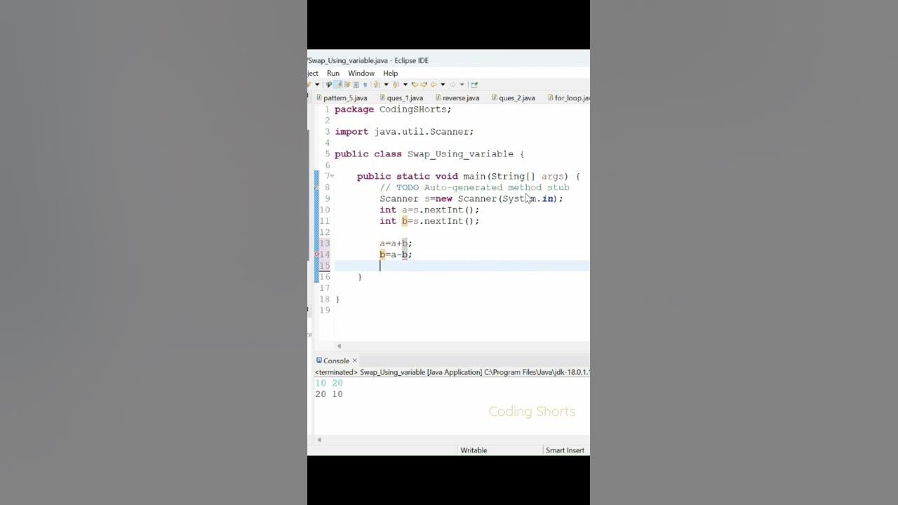 Core Java Swapping Without 3rd Variable Lecture 17 🔥🔥🔥 Corejava Codingshorts Trending 2006