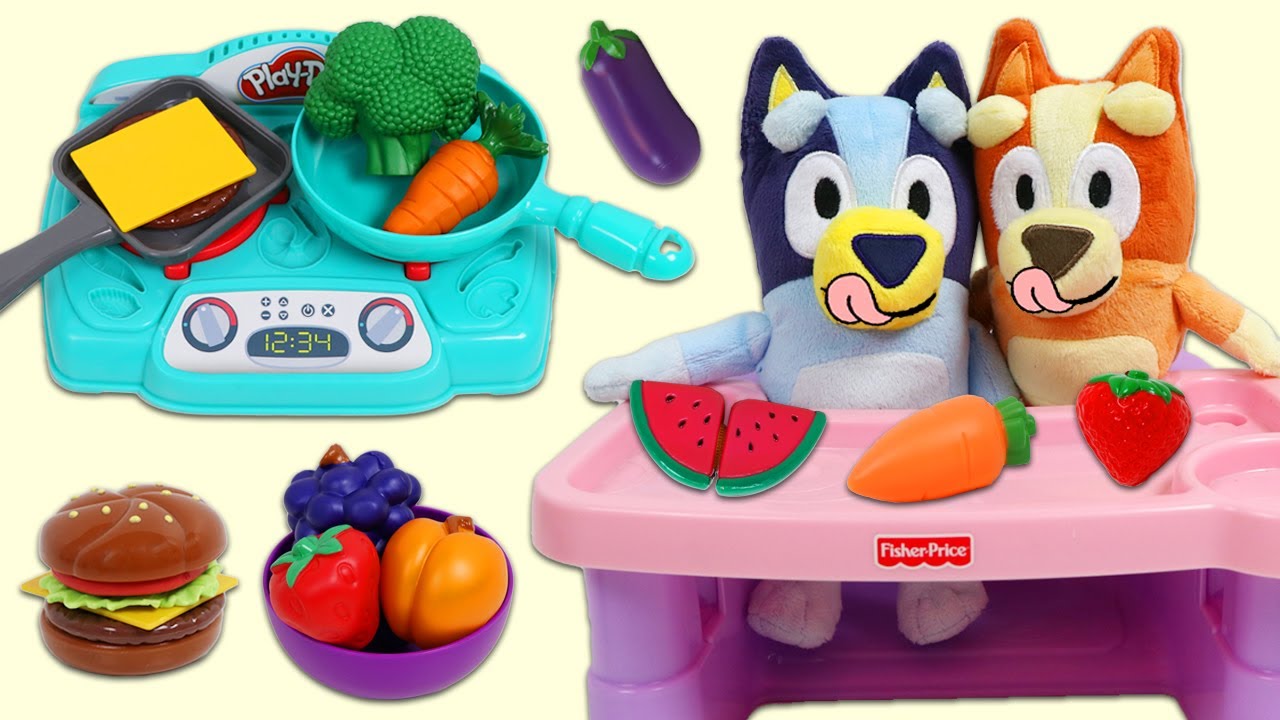 Bluey And Bingo Cook A Meal With The Play Doh Stovetop! - YouTube