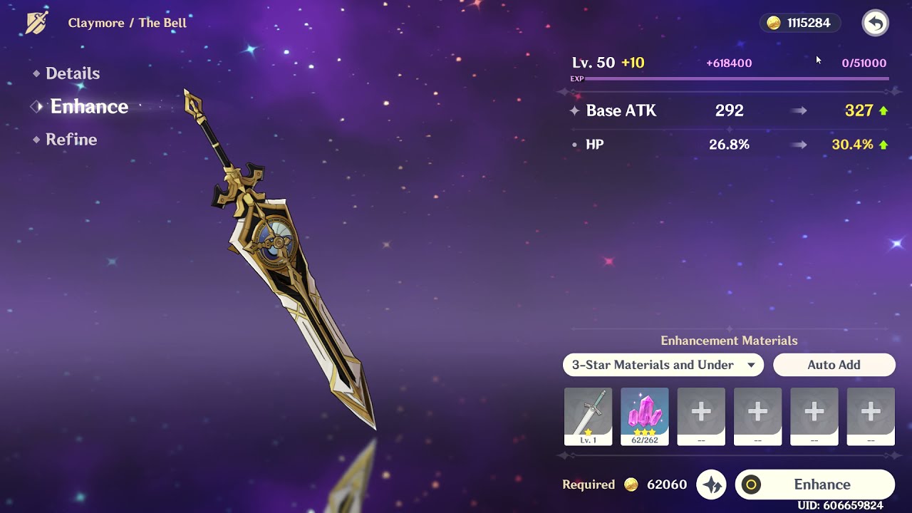 Genshin Impact Trying to max out my 1st weapon(The Bell Claymore) - YouTube