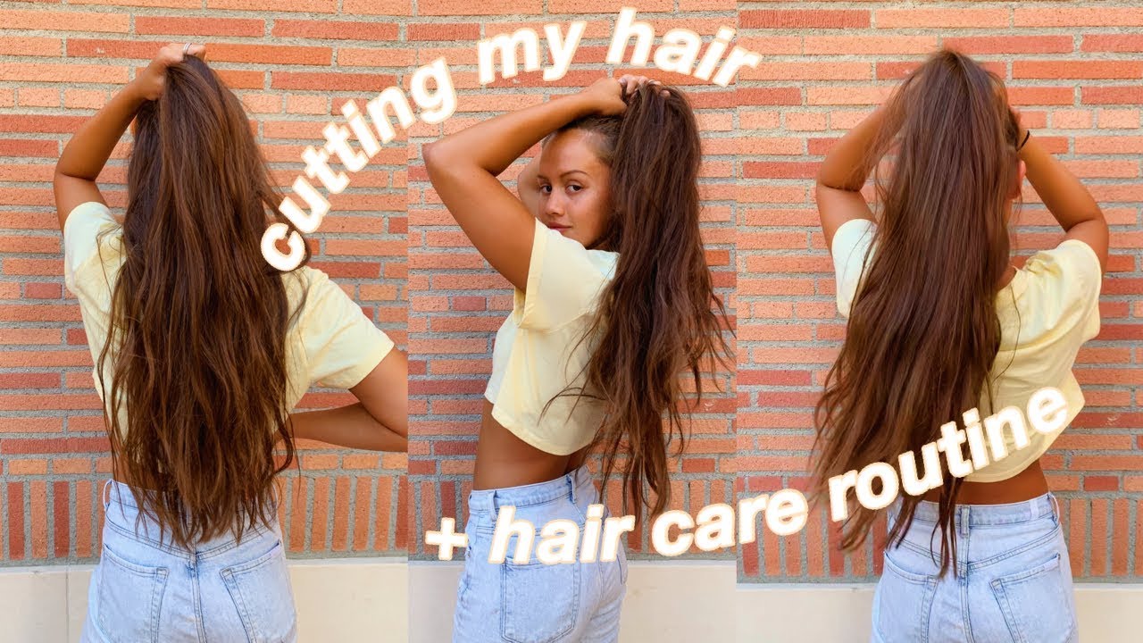 cutting my hair + haircare routine - YouTube