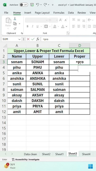 Upper, lower & Proper Formula| how to used upper, lower & proper formula in Excel | Advanced ...