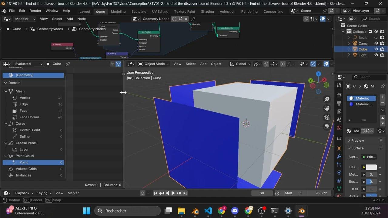 S1V01-2 - Geometry Nodes Basics in Blender 4 3 + (Geometry Type, ForEach Zone, Spreadsheet ...
