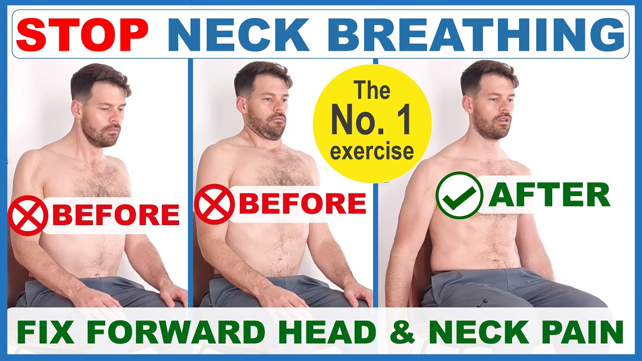 STOP NECK BREATHING! The No. 1 exercise for neck PAIN RELIEF & forward ...