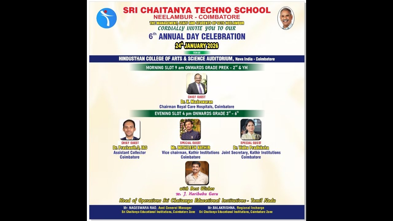 SRI CHAITANYA TECHNO SCHOOL | 6th ANNUAL DAY | LIVE STREAM | NEELAMBUR ...