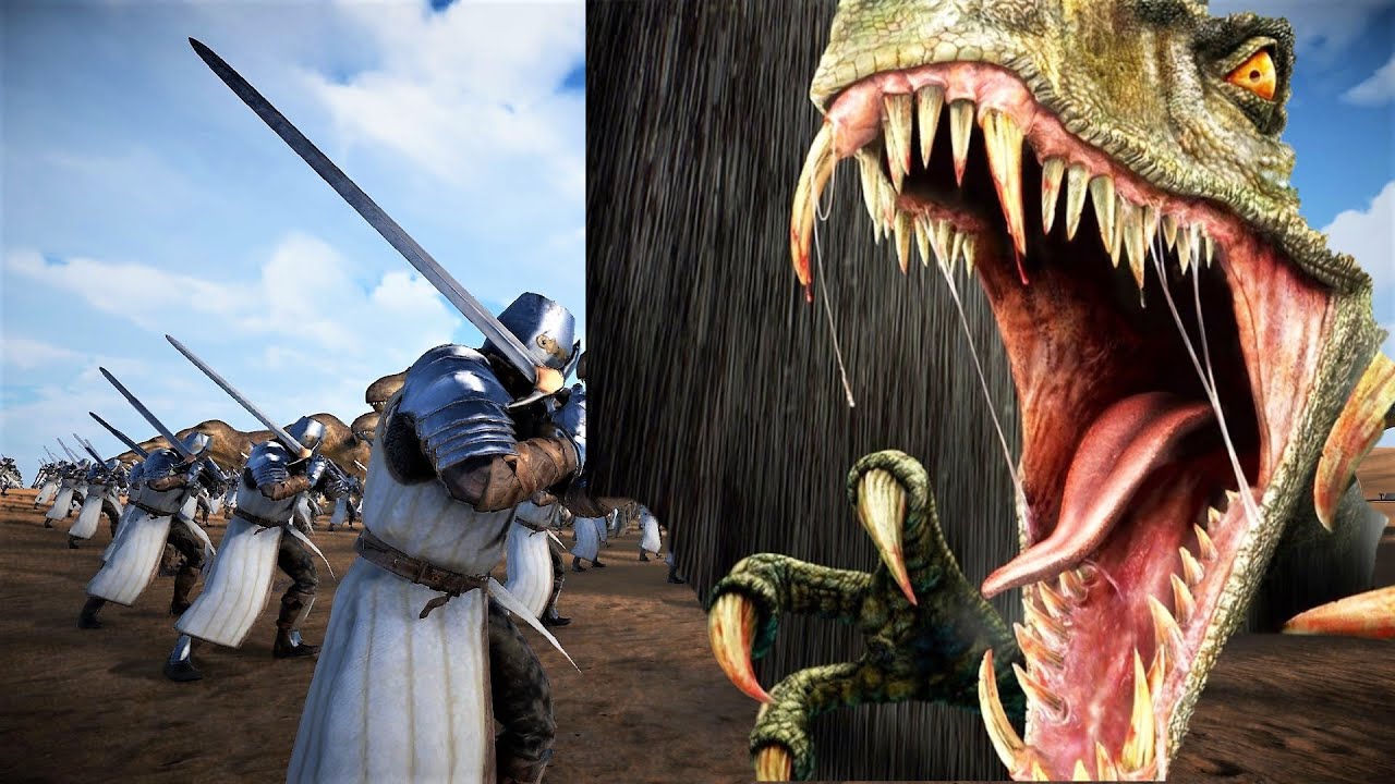 2000 T-REX VS 1,000,000 MEDIEVAL ARMY - JAWS AND SWORDS | # ...