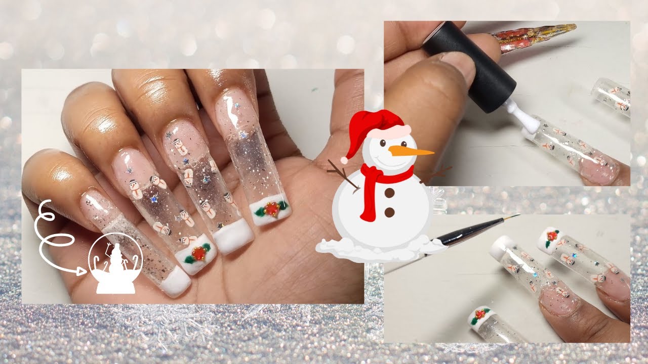 Simple "Snow globe Nails" | Cute, Minimal Nail Art - YouTube