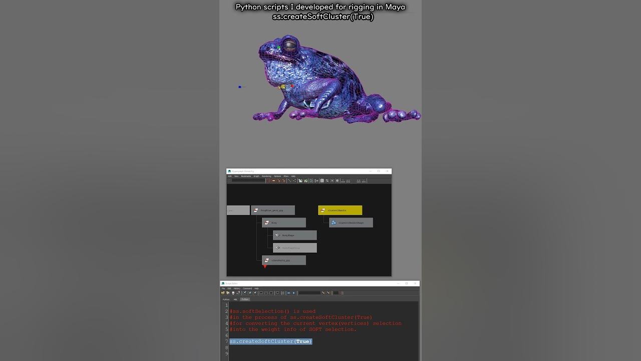 Python script I coded for rigging in Maya : create a cluster handle using soft selection weight ...