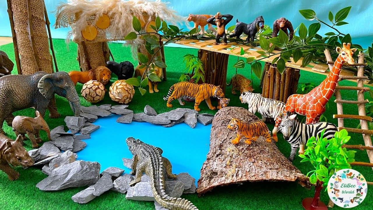 Fun Wildlife Safari Diorama with a cave for Lions and a Lake , Safari ...
