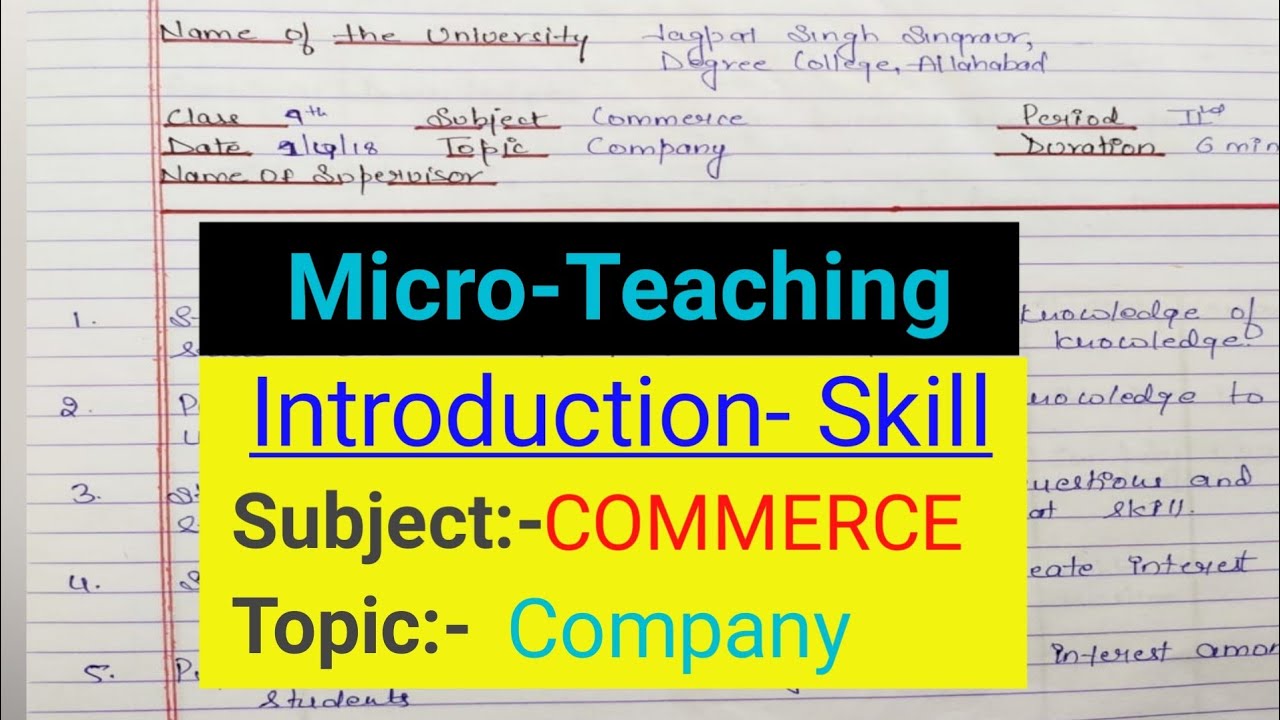 micro teaching for commerce. introduction skill. commerce- company ...