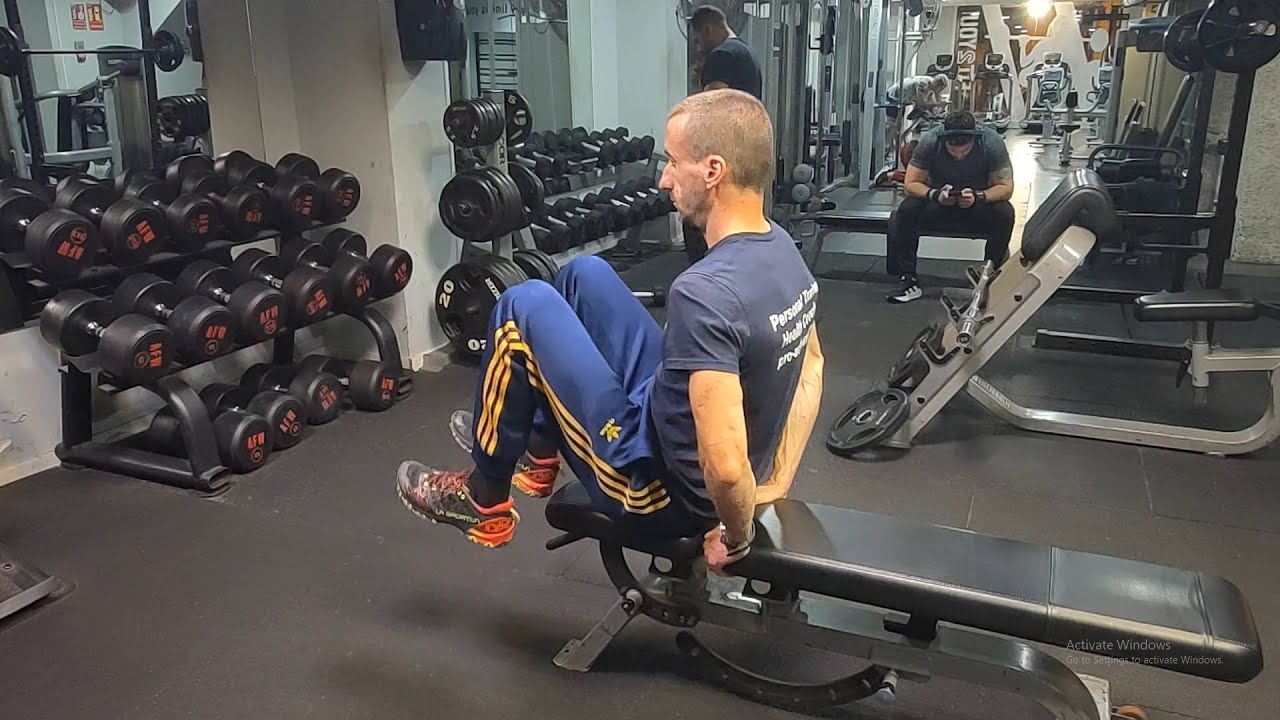 Leg Crunches using Bench. Works Abdominals and Hip Flexors. - YouTube