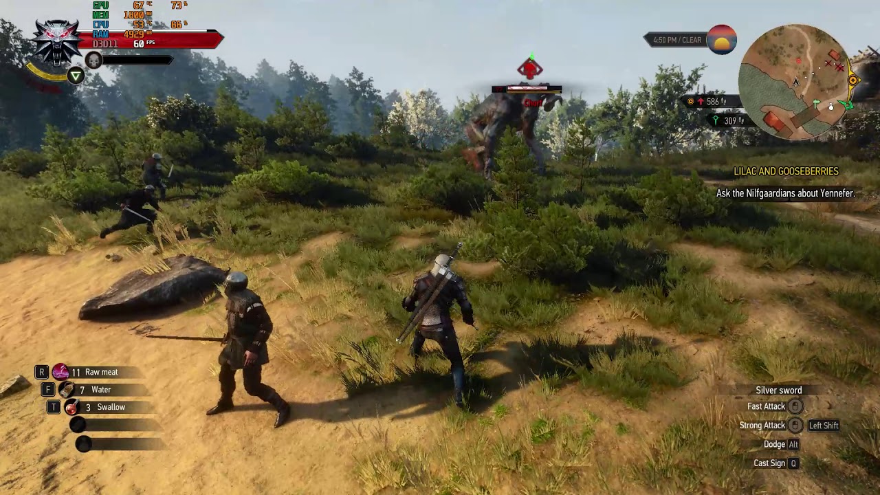Witcher 3 Gerald lvl 1 vs Chort lvl 100!!! Test and see for yourselves ...
