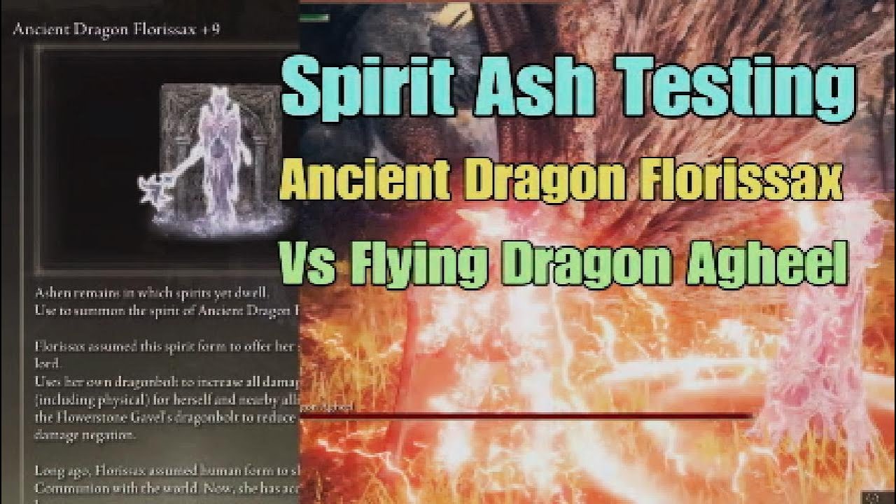 Elden Ring DLC Spirit Ash Testing Ancient Dragon Florissax +9 Vs Agheel ...