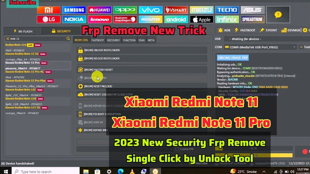Xiaomi Redmi Note 11 / Note 11 Pro Frp Remove New Security 2023 Single ...