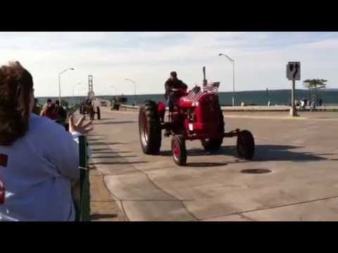 Mackinac Bridge Antique Tractor Crossing 2013 - YouTube