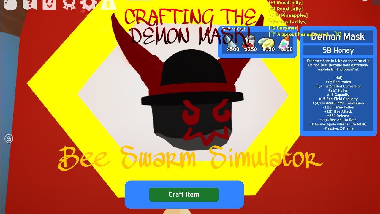 I GOT THE DEMON MASK! - Bee Swarm Simulator - YouTube