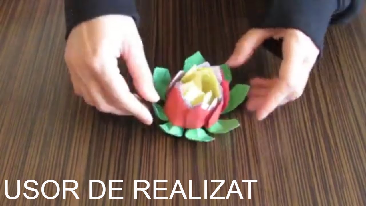 Cum sa faci o floare din hartie colorata Origami - YouTube