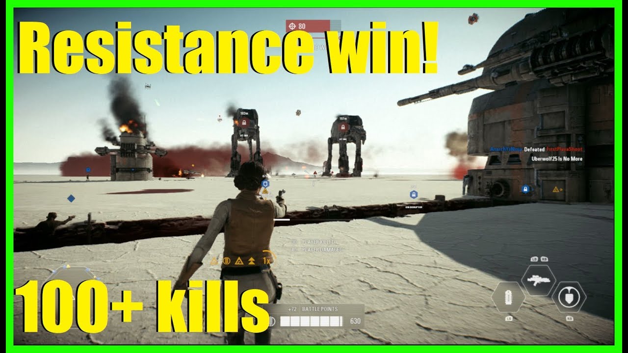 Star Wars Battlefront 2 - Resistance win on Crait! | 100+ kills! 107/1 ...