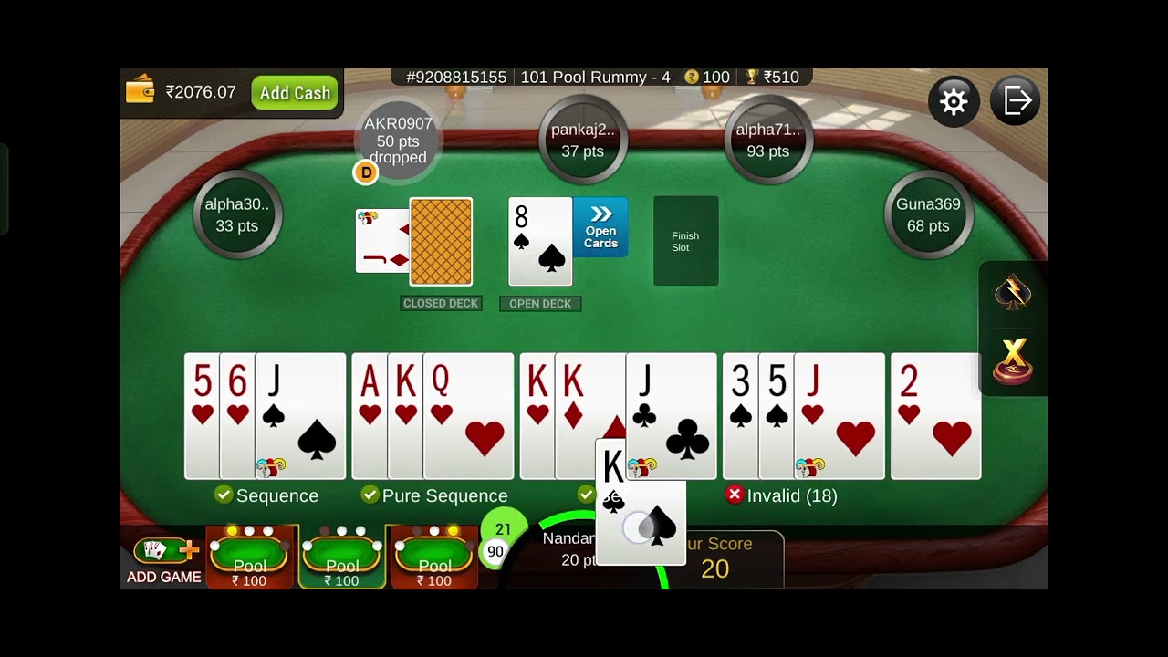 rummy circle pool rummy 100 rupees gema 101 gema - YouTube