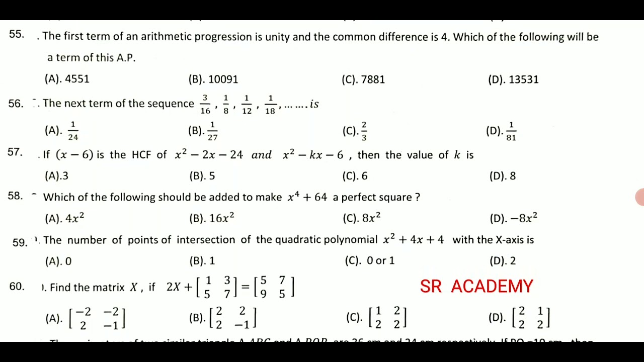 10th standard maths one mark test kanchipuram district original ...