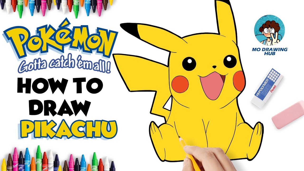How to draw and color Pikachu Easy and Fast I Pokémon - YouTube