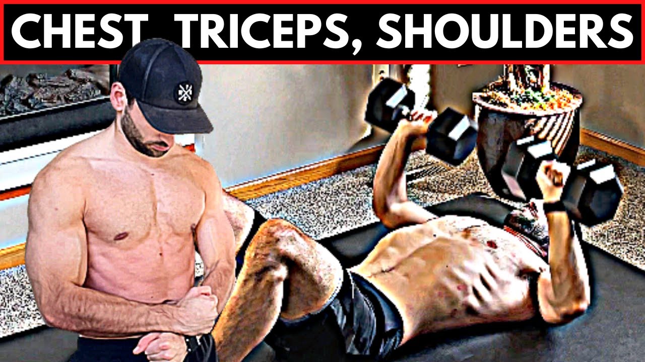 25 Min CHEST, TRICEP & SHOULDER Workout at Home | Upper Body Dumbbell ...