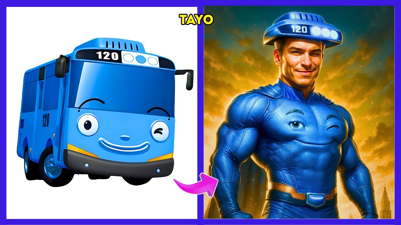 TAYO AND THE LITTLE BUS CHARACTERS AS SUPER HEROES! - YouTube