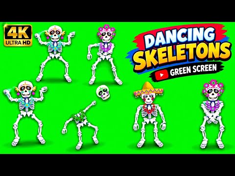 Dancing Skeletons Green Screen 💀 | Funny Skeleton Dance 4K Green Screen Video