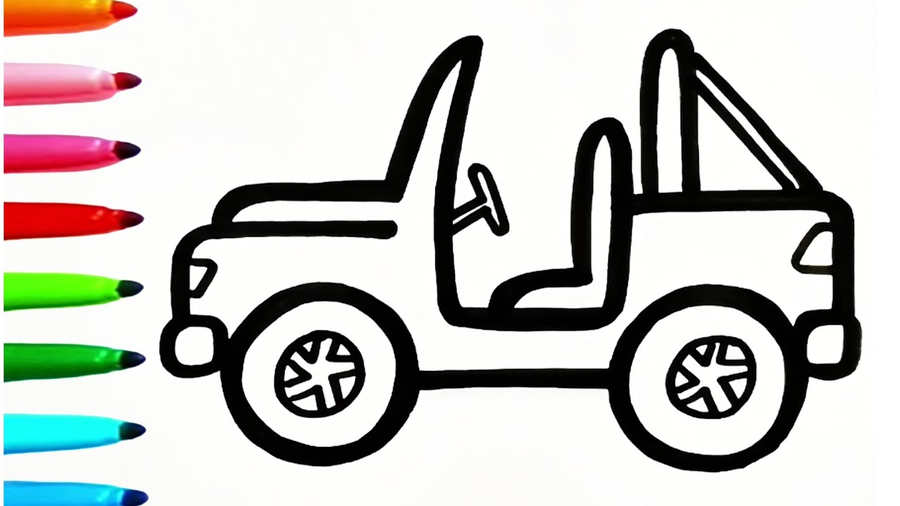 How to draw a jeep EASY 🚙 drawing vehicles easy - YouTube