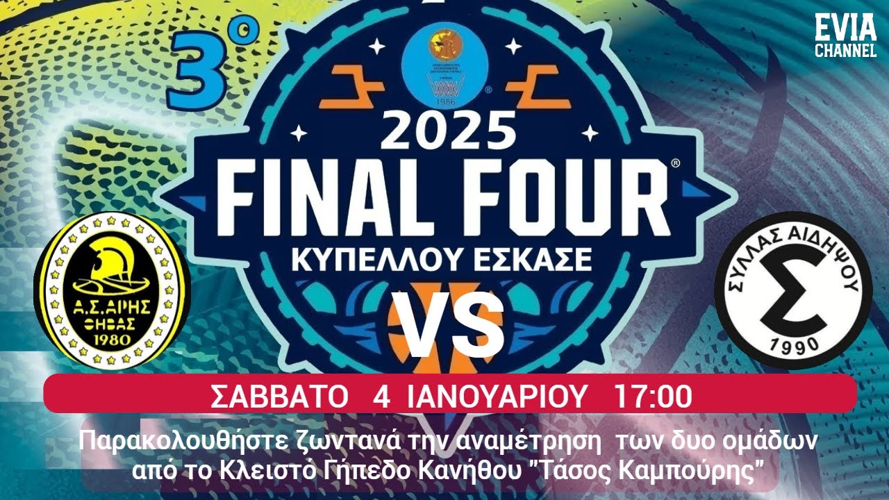 ΑΡΗΣ ΘΉΒΑΣ - ΣΥΛΛΑΣ ΑΙΔΗΨΟΎ - ΣΑΒΒΑΤΟ 4 ΙΑΝΟΥΑΡΙΟΥ . FINAL-4 ΚΥΠΕΛΛΟΥ ...