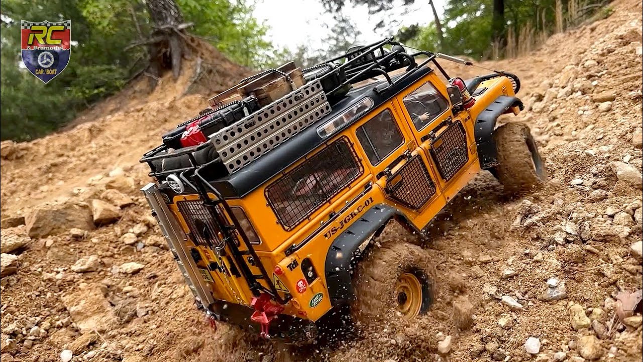 1/10 RC Car Axial SCX10 II | Defender Camel Trophy D110 | Off-road ASMR ...