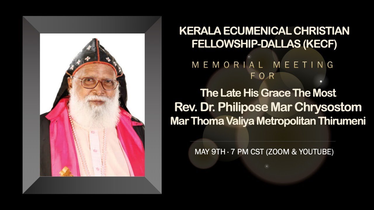 Memorial Meeting-The Late His Grace The Most Rev. Dr. Philipose Mar ...